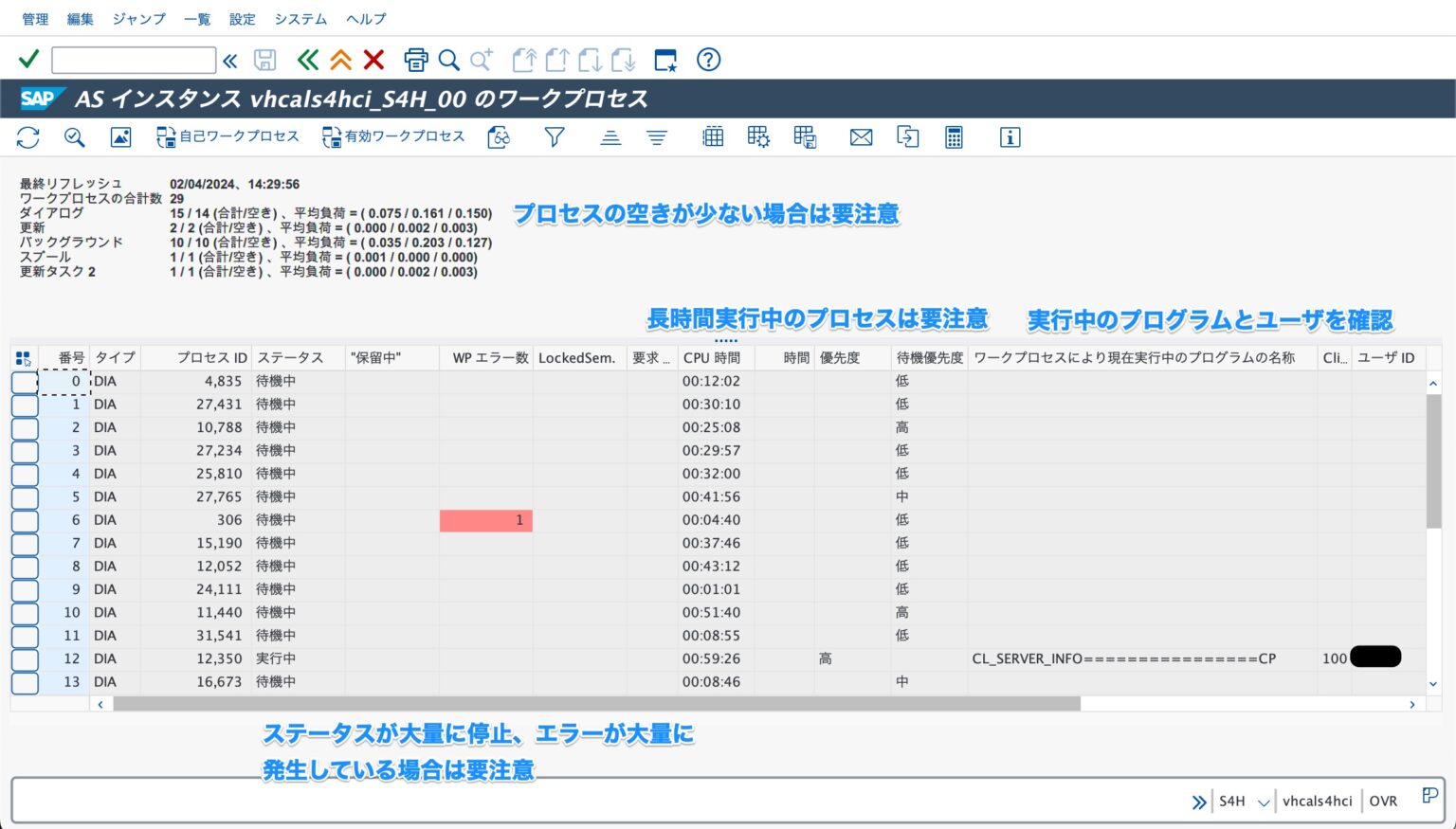 SM50：ワークプロセス確認 基礎編 | SAP Basis マニア