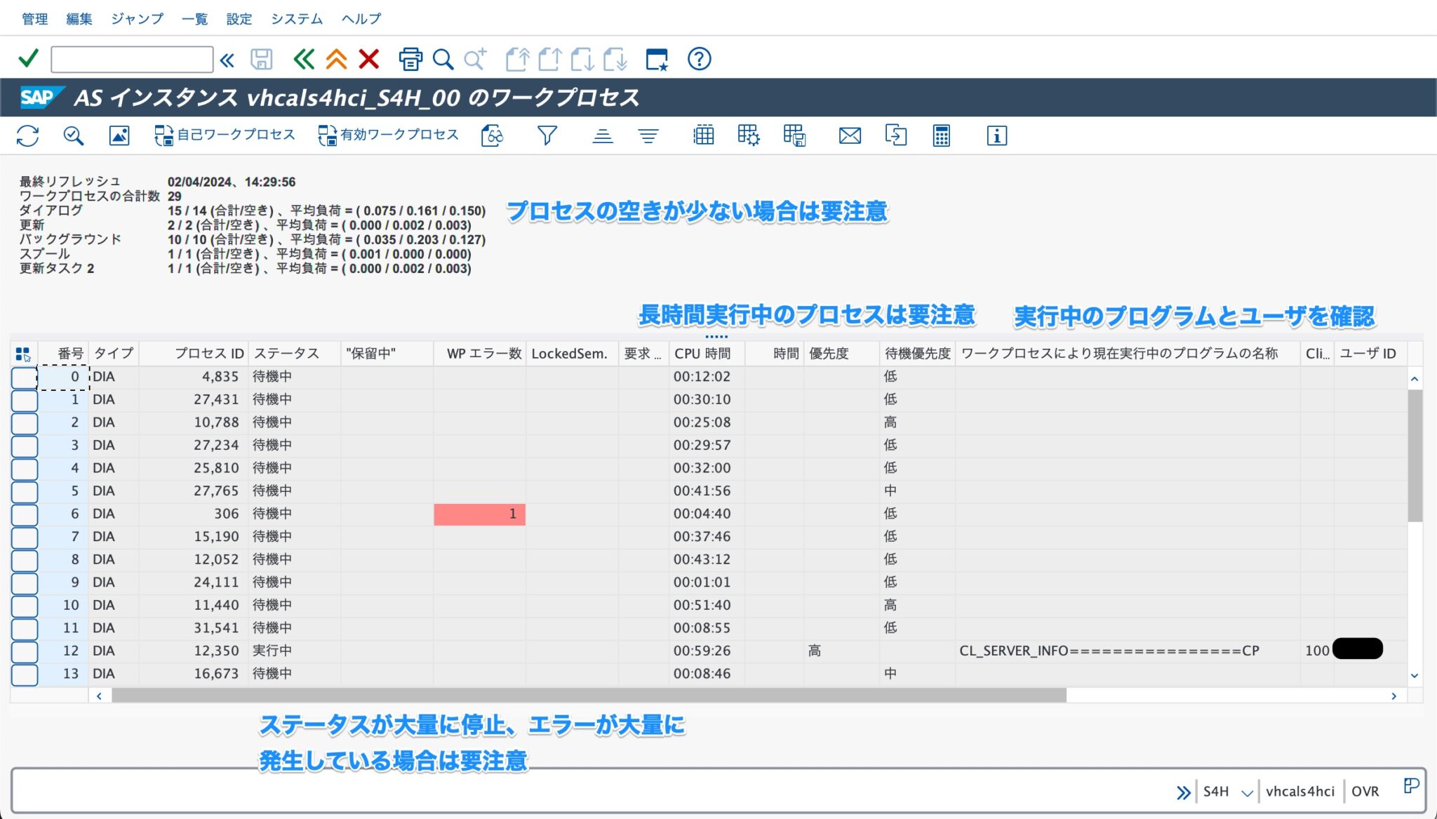 SM50：ワークプロセス確認 基礎編 | SAP Basis マニア