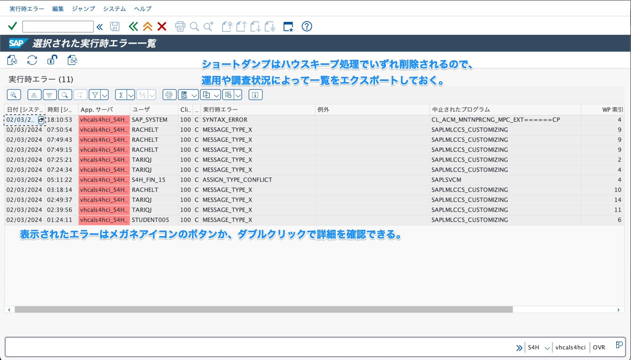 ST22：ABAPダンプ分析 基礎編 | SAP Basis マニア